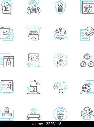 Trading platform linear icons set. Interface, Functionality, User-friendly, Efficiency ...