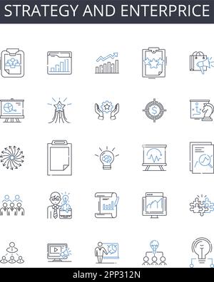 Methodology plan line icons collection. Framework, Procedure, Strategy, Approach, Blueprint ...