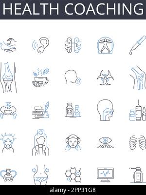Health coaching line icons collection. Wellness coaching, Personal training, Fitness guidance ...