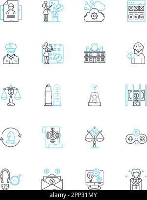 Deception linear icons set. Fraud, Concealment, Deceit, Trickery ...