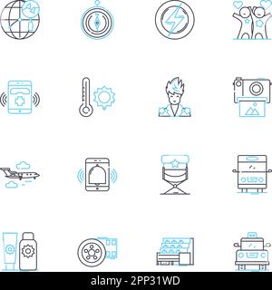 Sensory stimulation linear icons set. Tactile, Aroma, Flavor, Touch ...