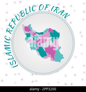 Iran map. Poster with map of the country in retro color palette. Shape ...