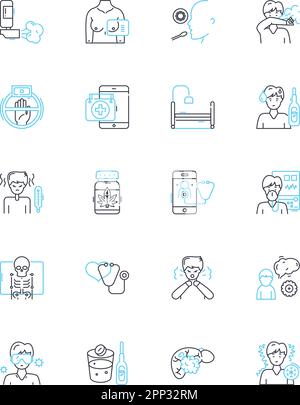 Viral eradication linear icons set. Antibiotics, Antivirals ...