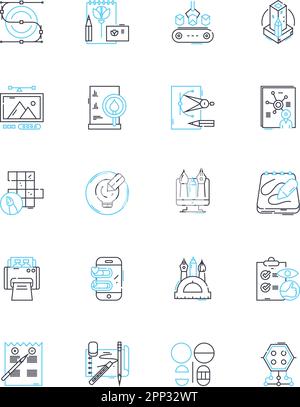 Headquarters compound linear icons set. Command, Barracks, Garrison ...