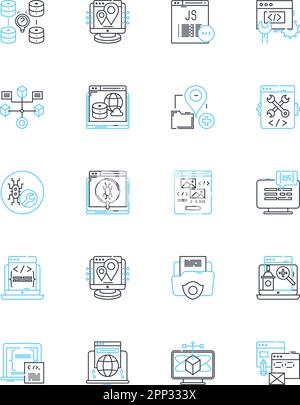 Minimal scripting linear icons set. Efficiency, Simplification, Automation, Precision ...