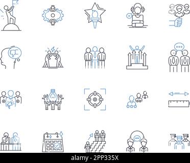 Sales staff line icons collection. Persuasive, Target-driven, Assertive ...