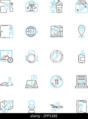 Routing linear icons set. Optimization, Pathfinding, Direction ...