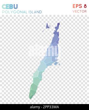 Low poly map of Cebu. Geometric illustration of the island. Cebu ...