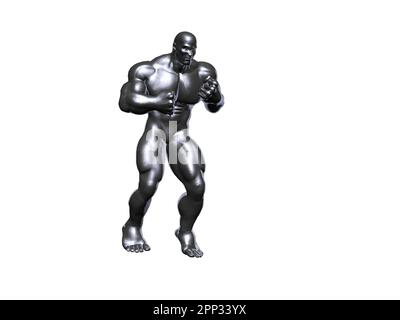 Heavily muscles metallic hercules isolated over white Stock Photo - Alamy
