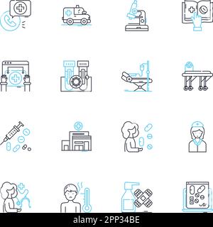 Environmental degradation linear icons set. Pollution, Deforestation ...