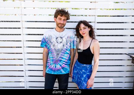 Matthew Lewin, left, and Mica Tenenbaum of Magdalena Bay pose at the ...