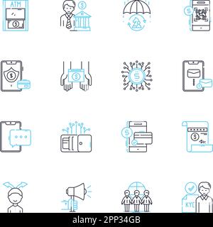 Self-executing contracts linear icons set. Blockchain, Decentralization ...