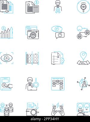 Unity linear icons set. Oneness, Collaboration, Harmony, Teamwork ...