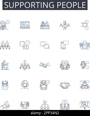 Supporting people line icons collection. Helping others, Assisting ...