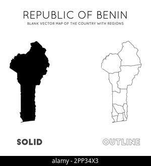 Benin map design. Map of the country with regions in emerald-amethyst ...