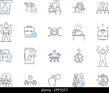 Growth framework line icons collection. Development, Strategy ...