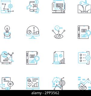 Economic appraisal linear icons set. Analysis, Valuation, Assessment ...
