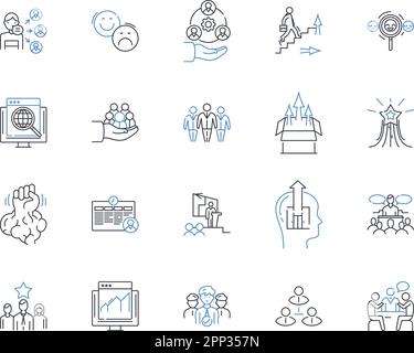 Interdependent cooperation line icons collection. collaboration ...