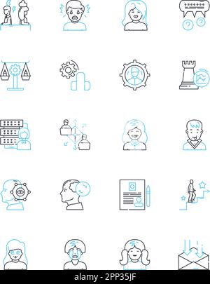 Positive attitude linear icons set. ratitude, optimism, enthusiasm ...