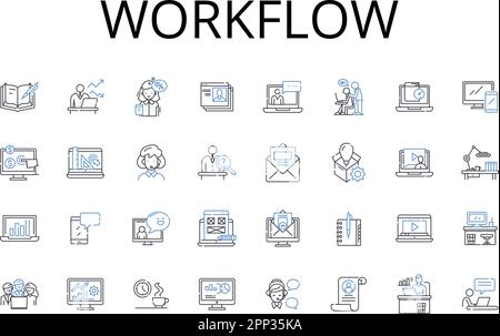 Project framework line icons collection. Methodology, Framework ...