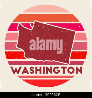 Washington round rubber stamp with us state map. Vintage red passport ...