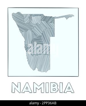 Namibia map. Country poster with regions. Old grunge texture. Shape of ...