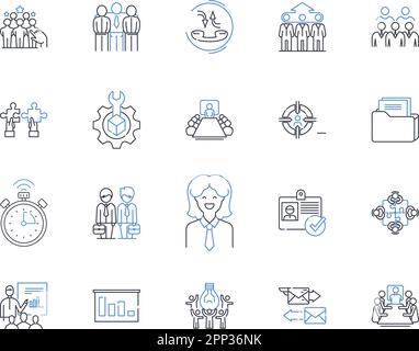 Synergetic Teamwork line icons collection. ollaboration, unity ...