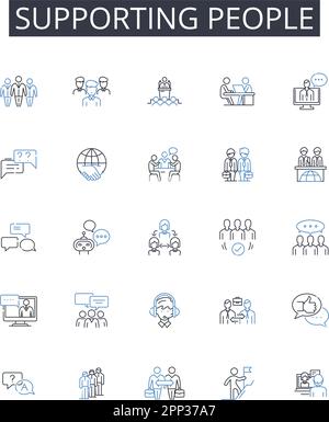 Strengthening bonds line icons collection. Connection, Trust, Unity ...