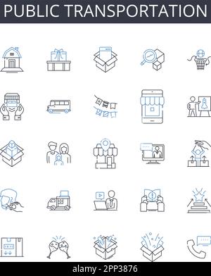 Transit hub line icons collection. Transportation, Interchange, Commute ...