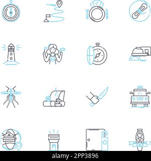 Literary prose linear icons set. Narrative, Dialogue, Symbolism ...