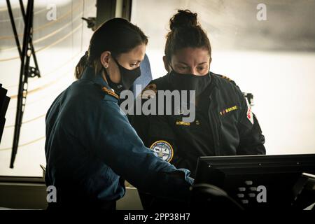 Commanding Officer (Cdr Nicole Robichaud) on the bridge of HMCS ...