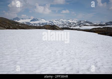fjell at Oscarshaug in Jotunheimen with snowfields in central Norway's ...