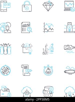 Numerical Data linear icons set. Quantitative, Statistics, Digits ...
