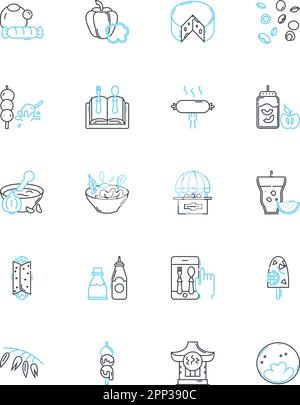 Savory supermarket linear icons set. Fresh, Quality, Local, Organic ...