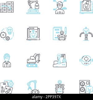 Medical transcription line vector icons and signs. Transcription ...