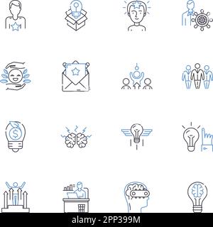 Powerfulness line icons collection. Authority, Potency, Dominance ...