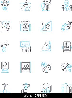Productivity metrics linear icons set. Efficiency, Outputs, Metrics, Results, Performance, KPIs ...