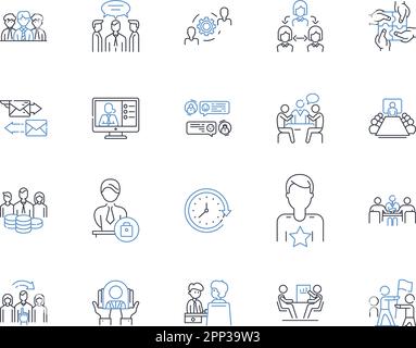 Pitching line icons collection. Presentation, Delivery, Persuasion ...