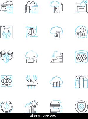 Computers linear icons set. Software, Hardware, Programming, Internet, Nerking, Gaming, Coding ...