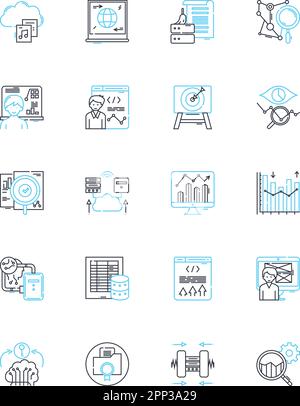 Market outlook linear icons set. Trends, Forecast, Opportunities ...