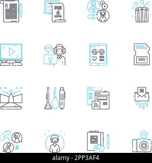 Drama line vector icons and signs. performance, show, act, play ...