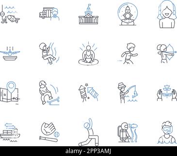 Outing line icons collection. Adventure, Exploration, Excursion ...