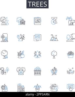 Copse line icons collection. Trees, Forest, Nature, Leaves, Fresh ...