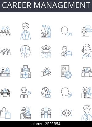 Job maneuvering line icons collection. Promotion, Transfer, Resignation ...