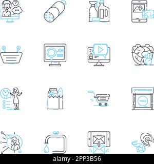 Technological aids linear icons set. Augmented, Virtual, Connected ...