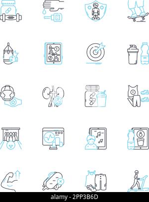 Wellness coaching linear icons set. Empowerment, Mindfulness, Self-care, Growth, Accountability ...