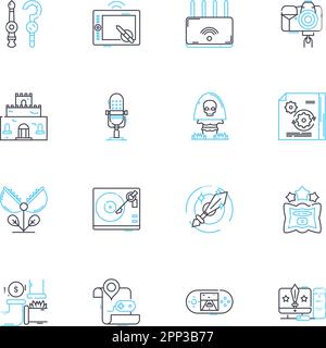 Augmented reality line icons signs set. Design collection of Augmented, Reality, AR, Technology ...
