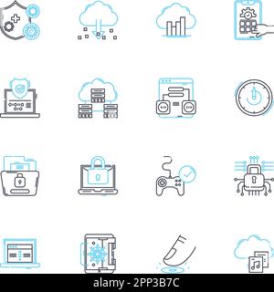 Confidential data linear icons set. Privacy, Encryption, Security ...