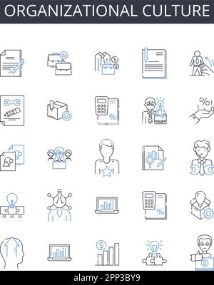 Organizational culture line icons collection. Corporate values ...