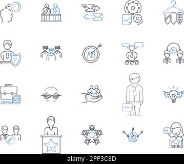 Top executives line icons collection. Leadership, Management, Strategy, Vision, Decision-making ...